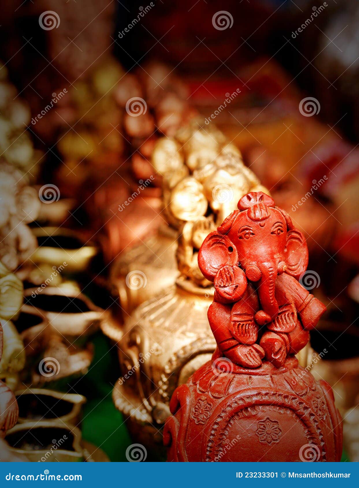 Lord Ganesh Idol Made of Clay and Painted Red Stock Image - Image of ...
