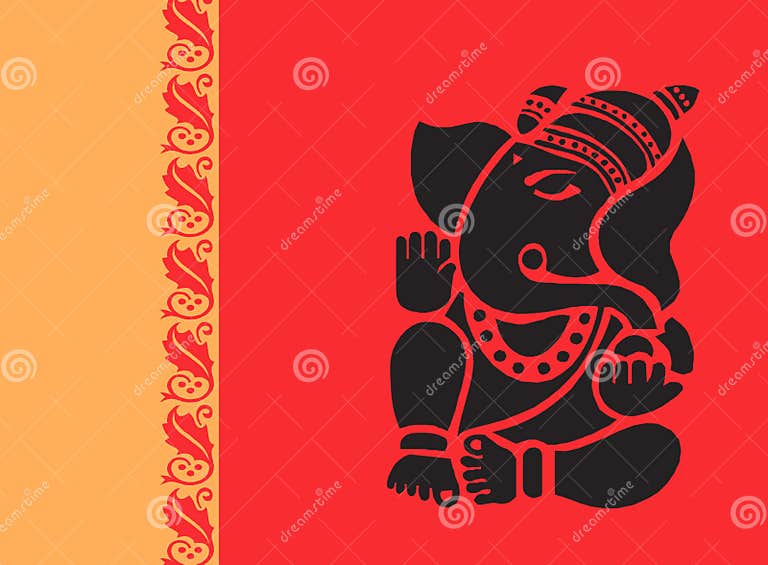 Lord Ganesh in red radiant stock vector. Illustration of decoration ...