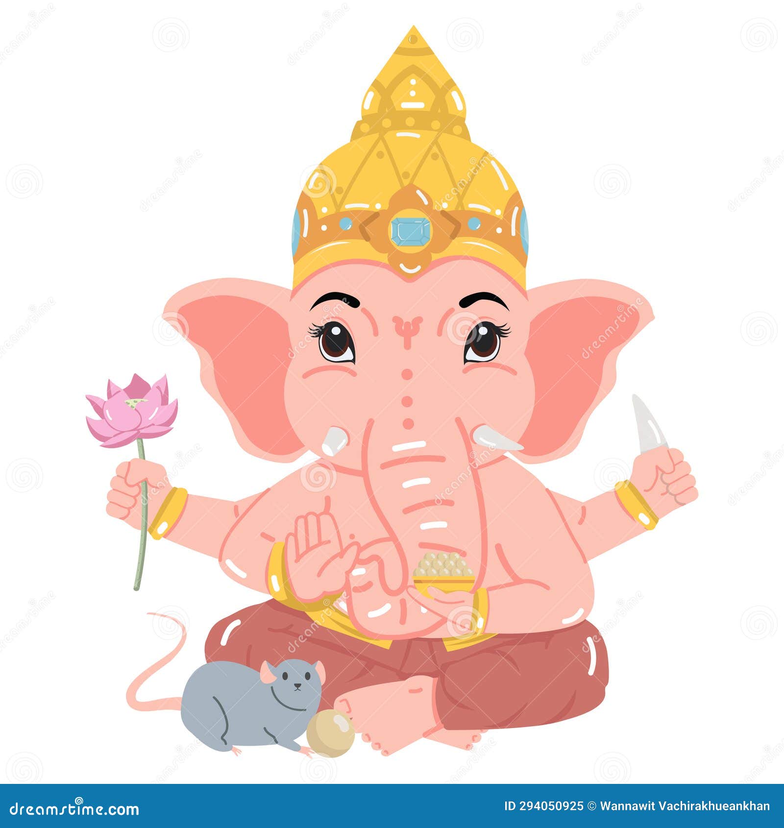 Lord Ganesha Elephant with Rat Vector Stock Vector - Illustration of ...
