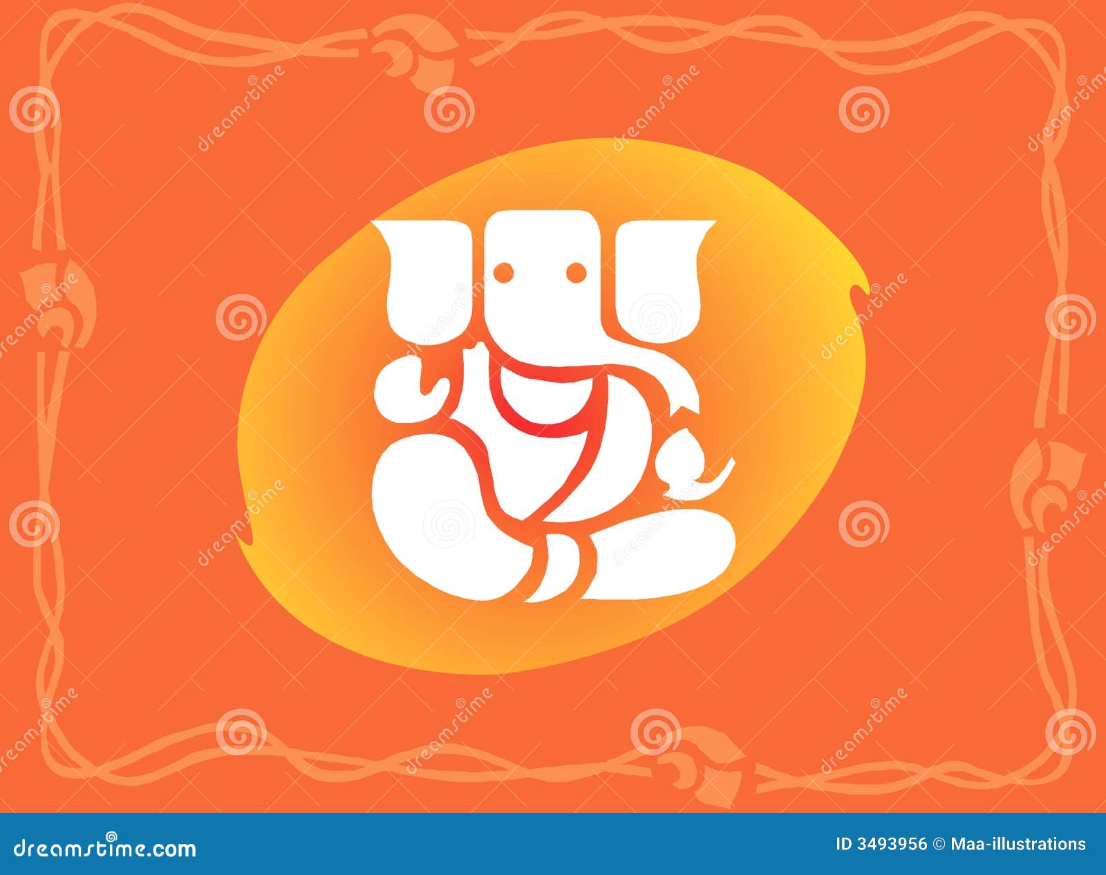 Lord Ganesha in Golden Eclipse Stock Illustration - Illustration of ...