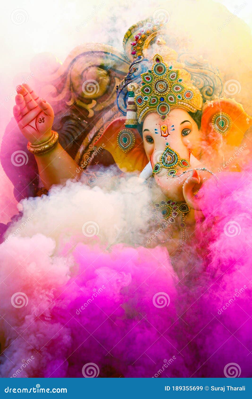 Lord Ganesha Idol Covered in Colored Smoke Editorial Stock Image ...