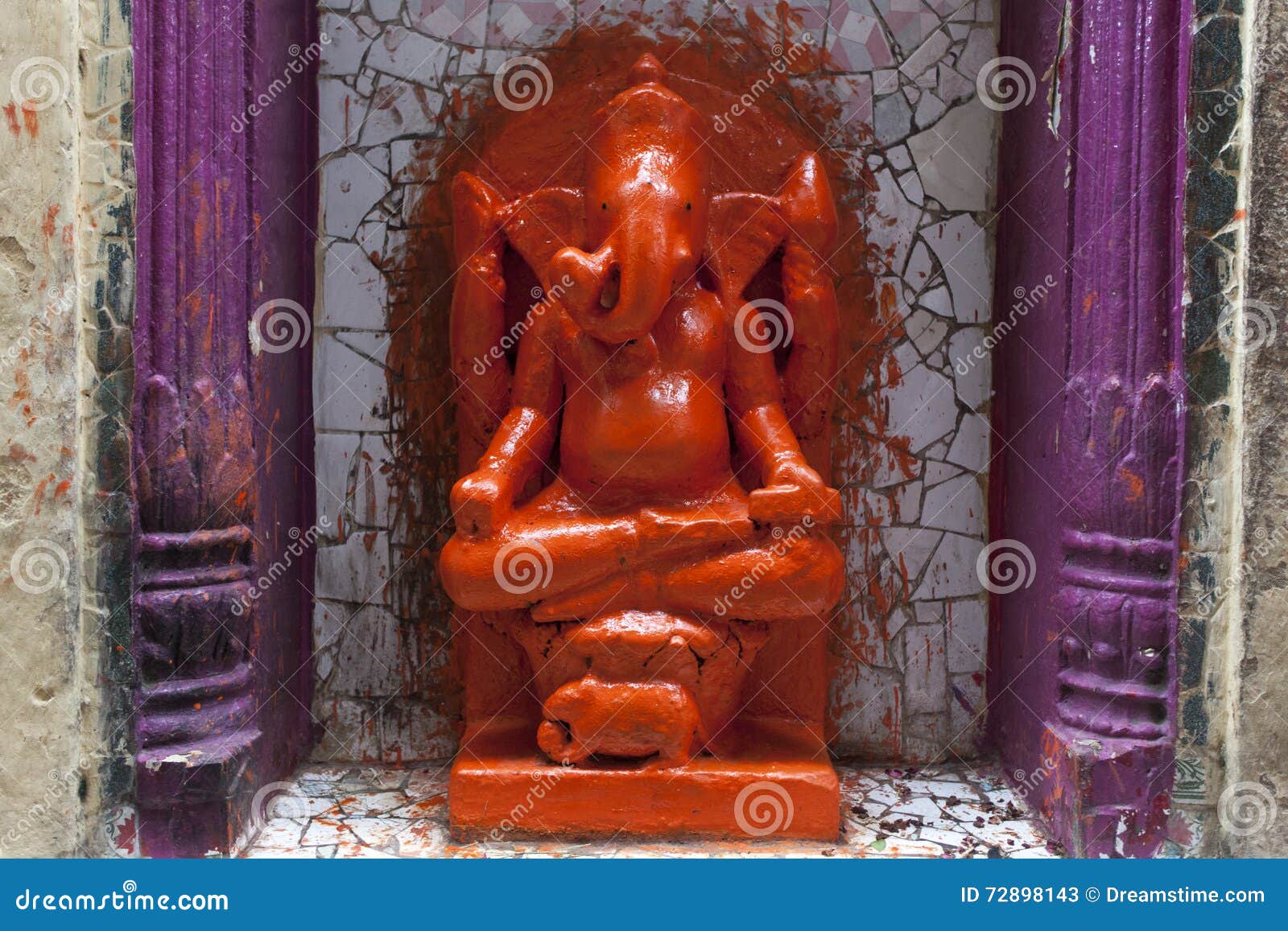 Lord Ganesha Painted with Red Color Stock Image - Image of hinduism ...