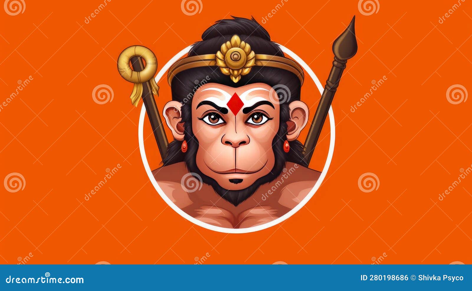 Lord Hanuman Avatar on Orange Background Generative AI Stock ...