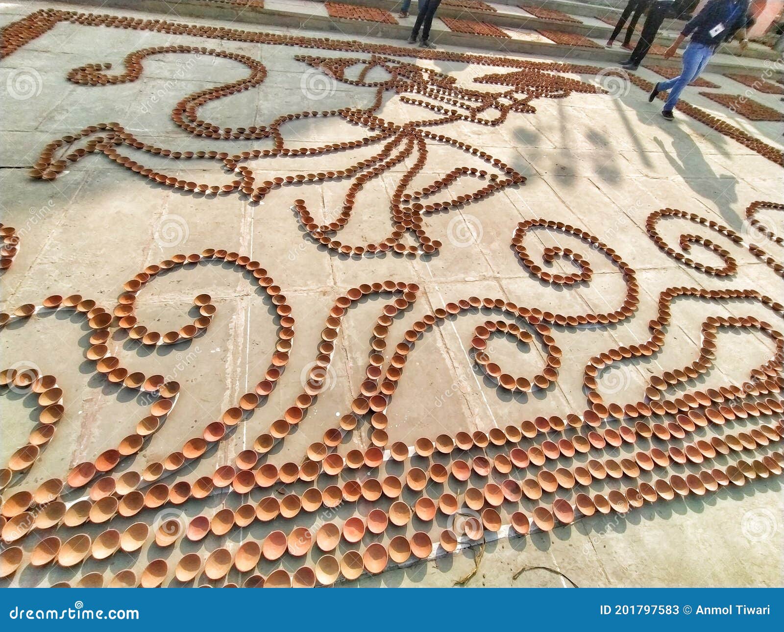 Lord Hanuman Design with the Help of Diya or Lamps Stock Image - Image ...