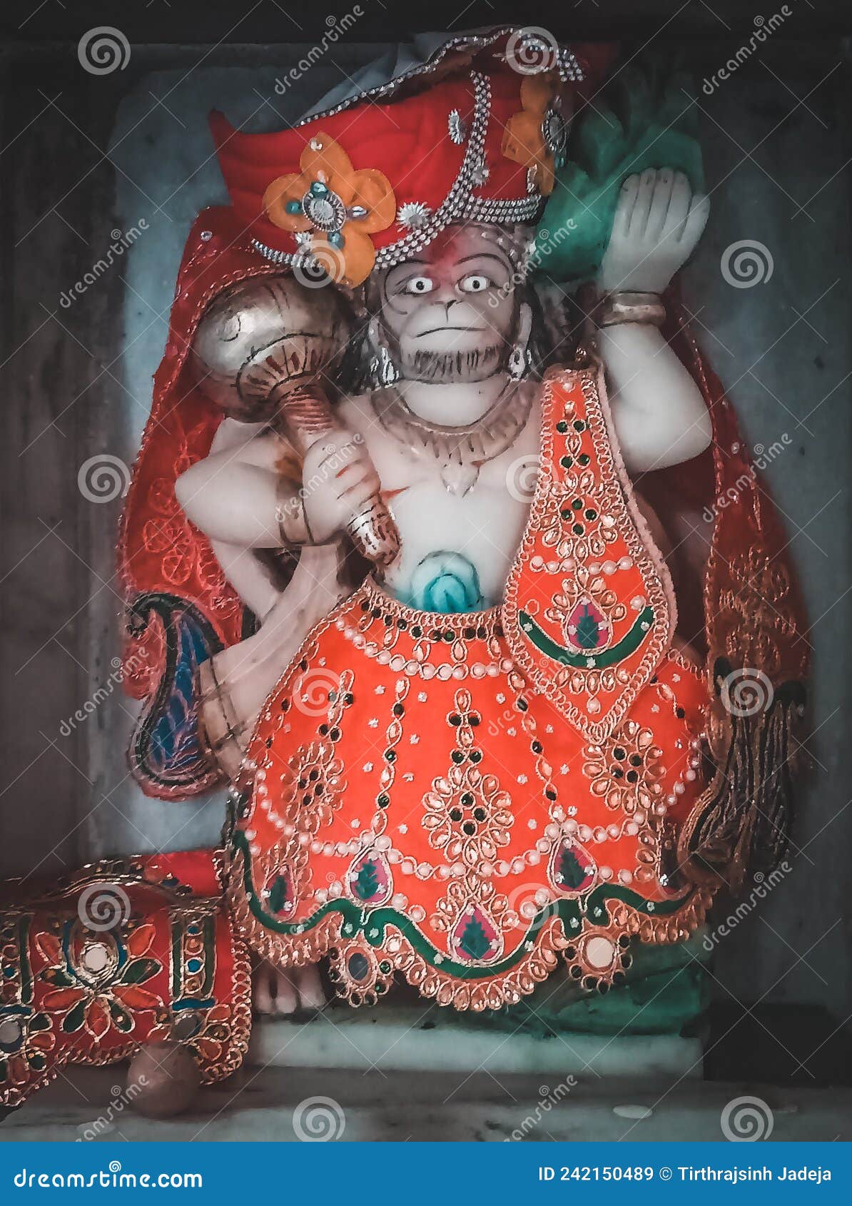 Lord Hanuman Hindu God Kashtabhanjan Dev Stock Image - Image of temple ...