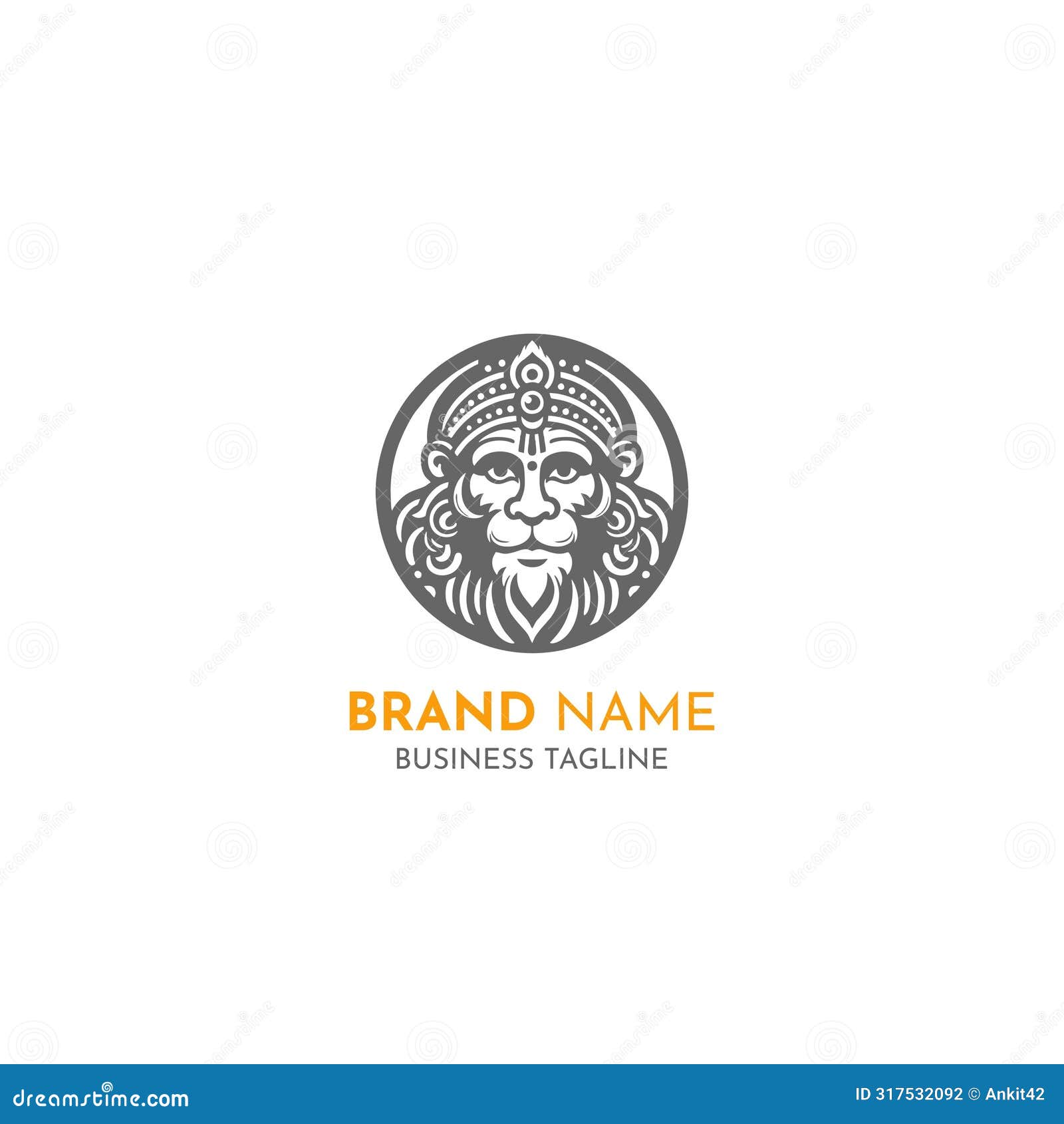 Lord Hanuman Logo with Powerful Expression Stock Vector - Illustration ...
