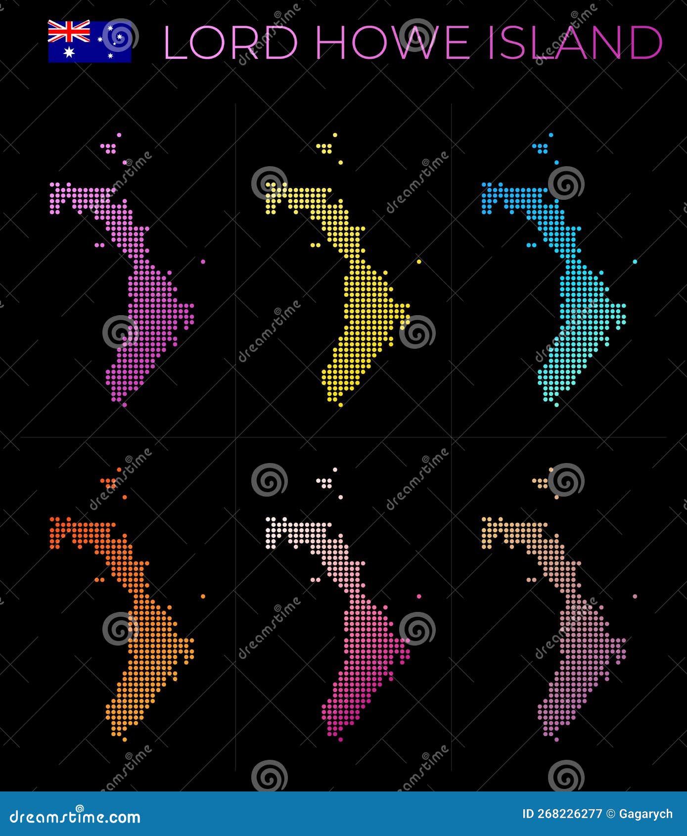 Lord Howe Island Dotted Map Set. Stock Vector - Illustration of ...