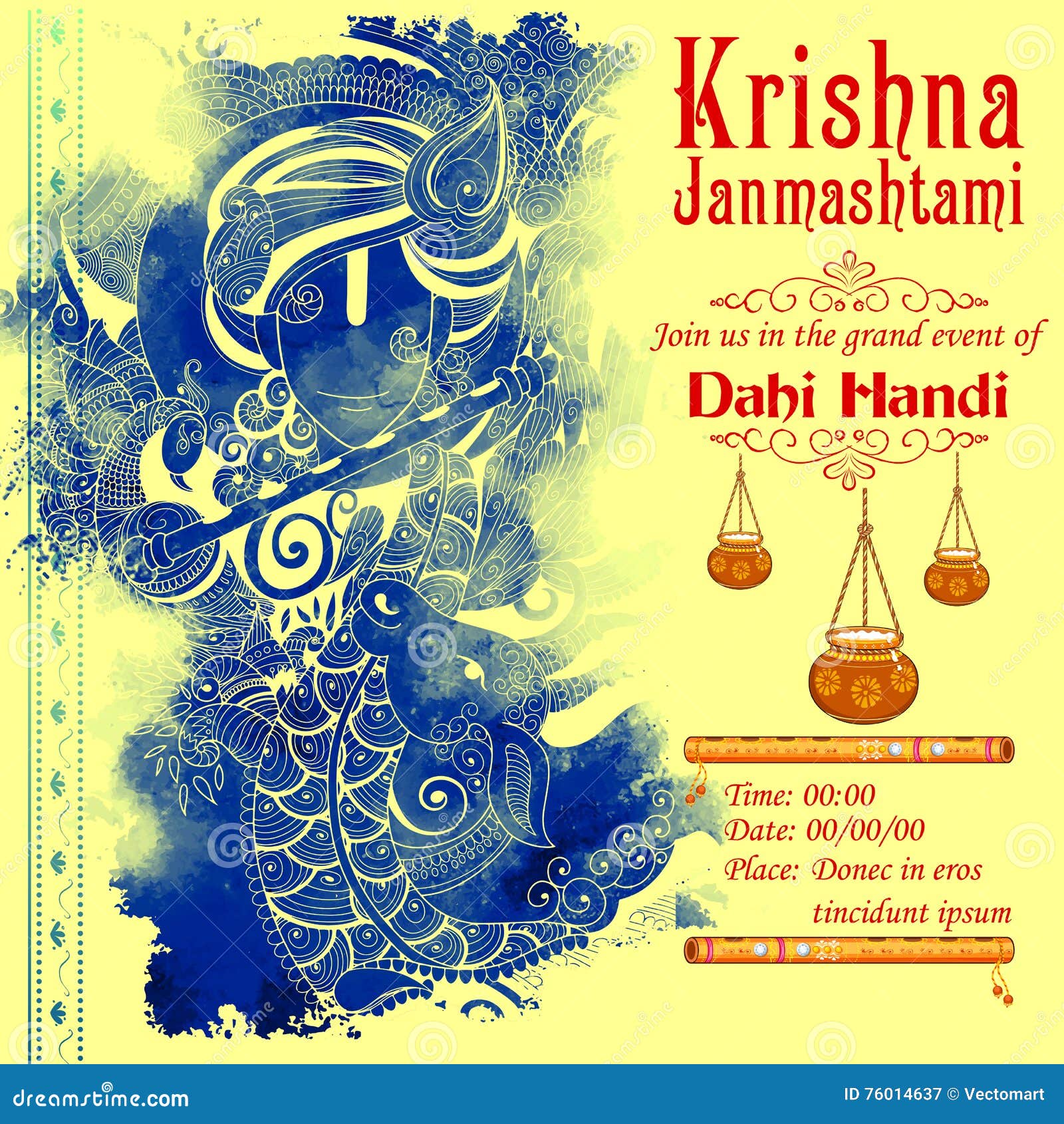 Lord Krishana in Happy Janmashtami Stock Vector - Illustration of ...