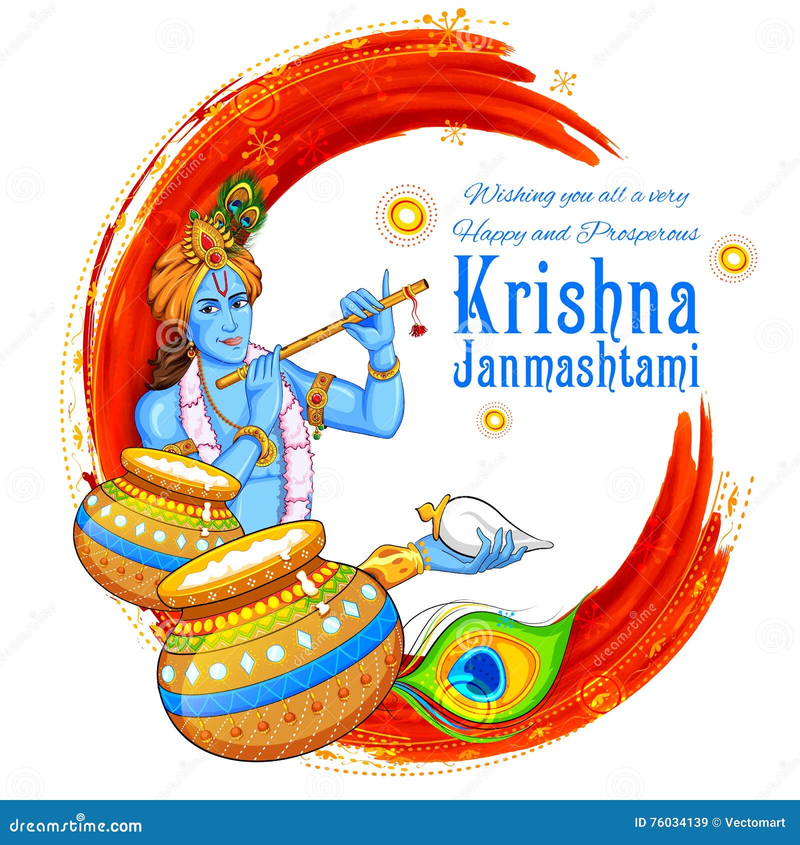 Lord Krishana in Happy Janmashtami Stock Vector - Illustration of ...