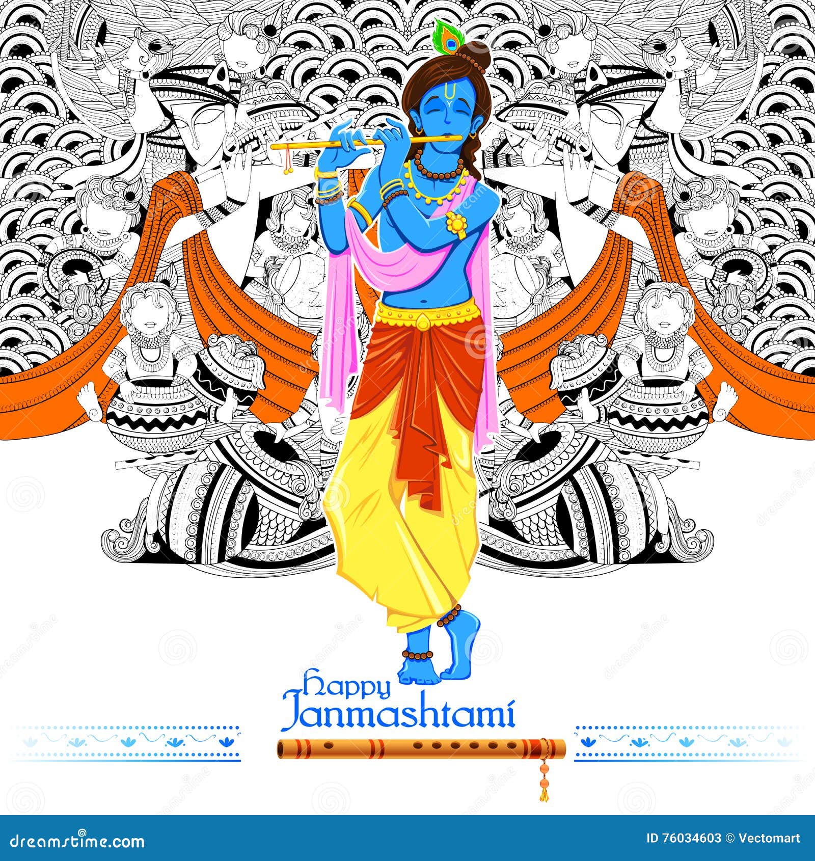 Lord Krishana In Janmashtami Cartoon Vector | CartoonDealer.com #32795313