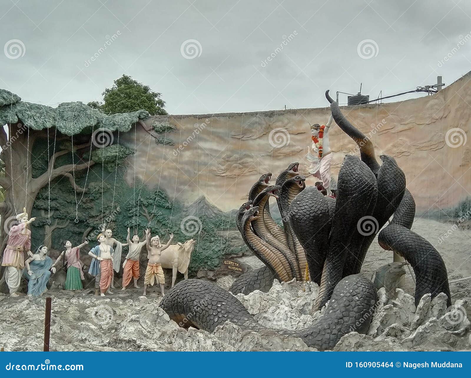 Lord Krishna Fighting with Multi Head Snake Stock Photo - Image of lord ...