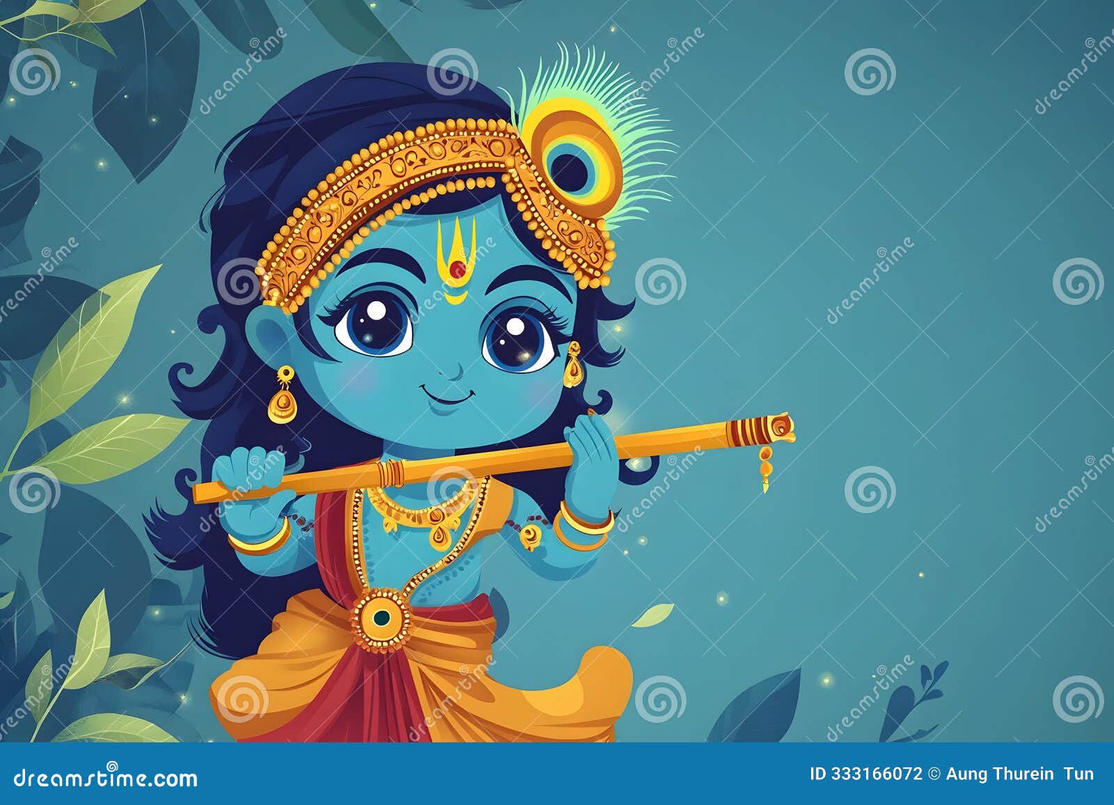Lord Krishna with His Flutes with a Dramatic Background Stock ...