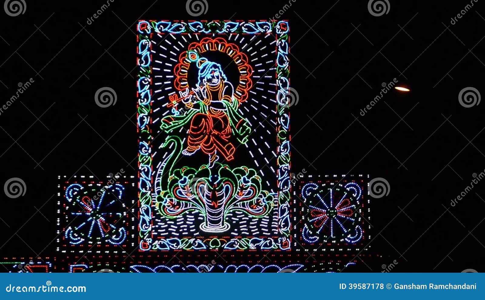 Lord Krishna Lit with Led Lighting Stock Footage - Video of religious ...