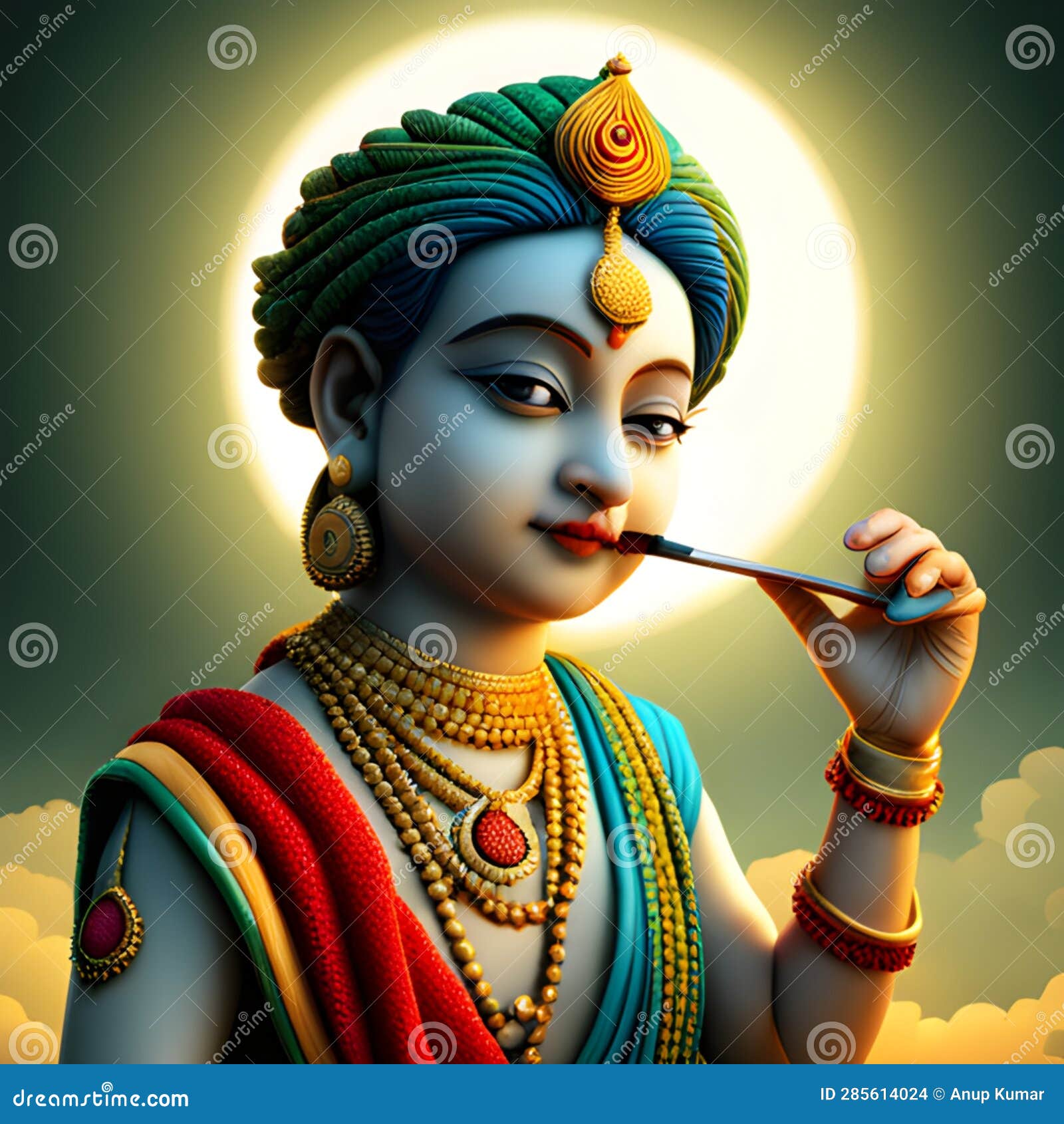 Lord Krishna Looking Very Pretty Eyes Stock Illustration - Illustration ...