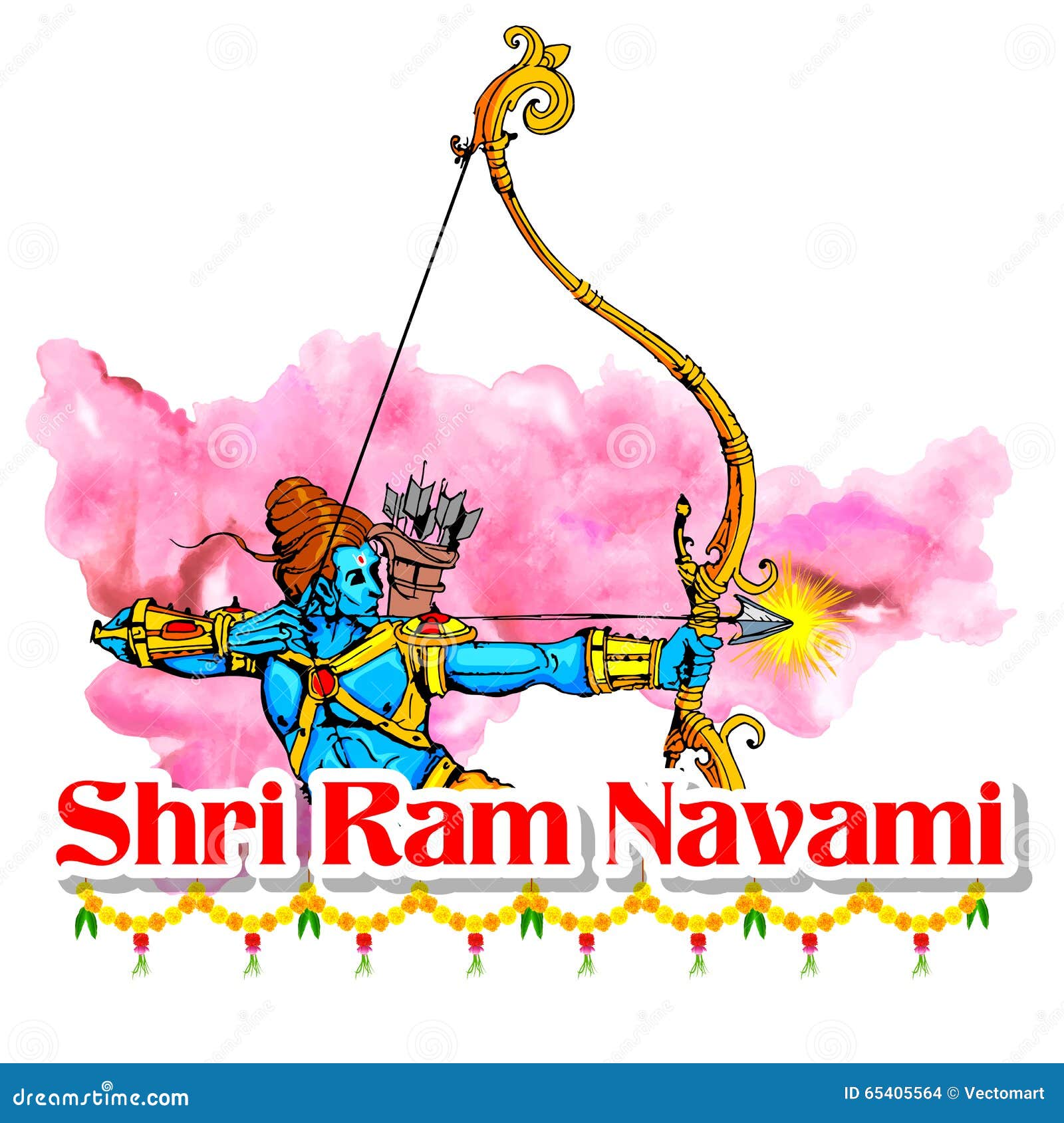 Lord Rama With Bow Arrow In Ram Navami Stock Vector Illustration Of