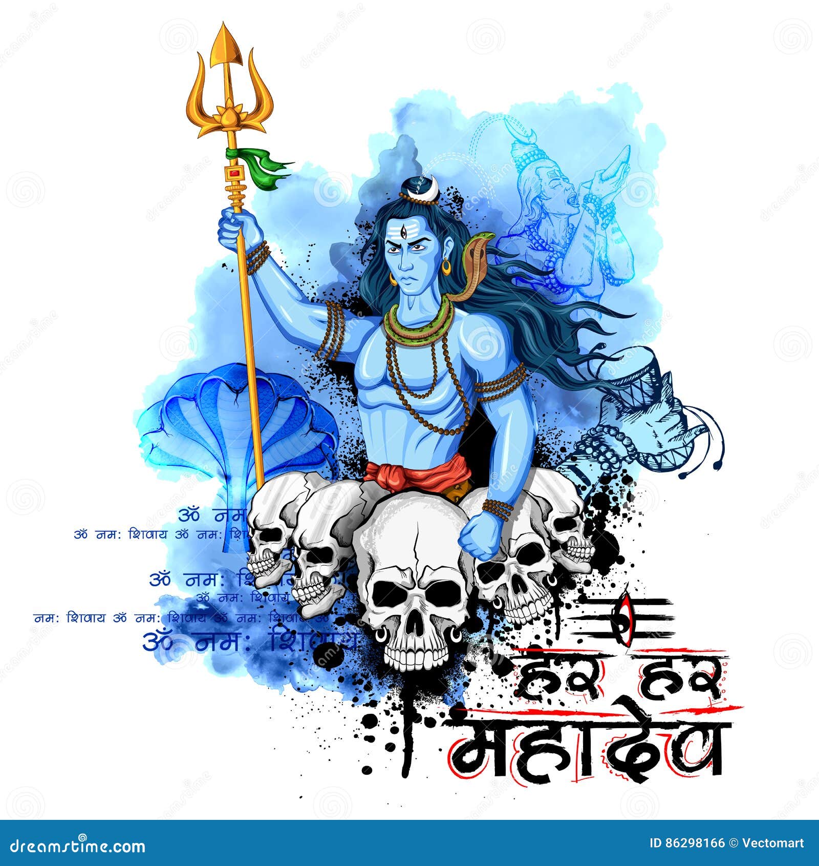 Lord Shiva, Indischer Gott Des Hindus Vektor Abbildung - Illustration ...