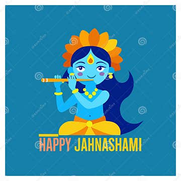 Lord Sree Krishna Playing Basuri Vector Illustration Stock Vector ...