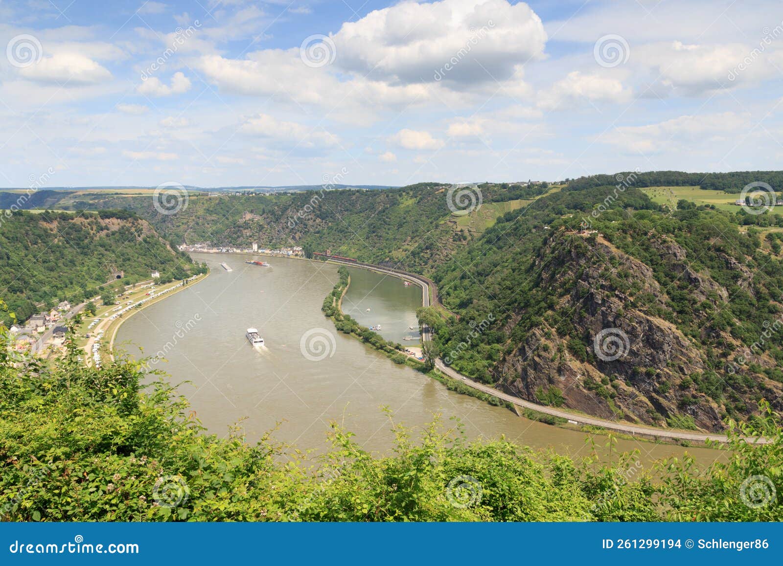 Lorelei Rock and River Rhine Gorge Panaroma, Germany Stock Photo ...