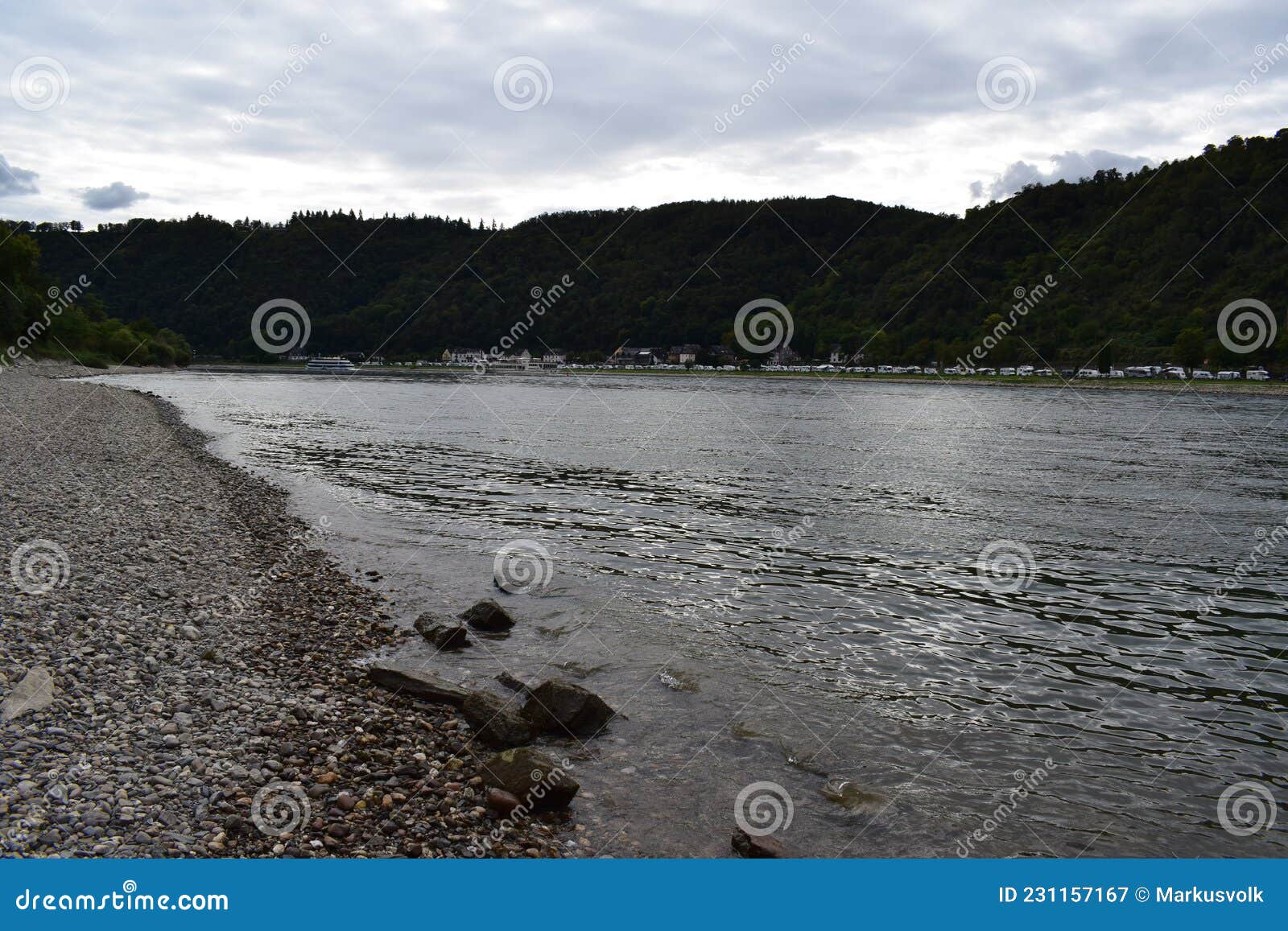 Sankt Goarshausen, Germany - 09 30 2021: Rhine Beach with a Low Angle ...