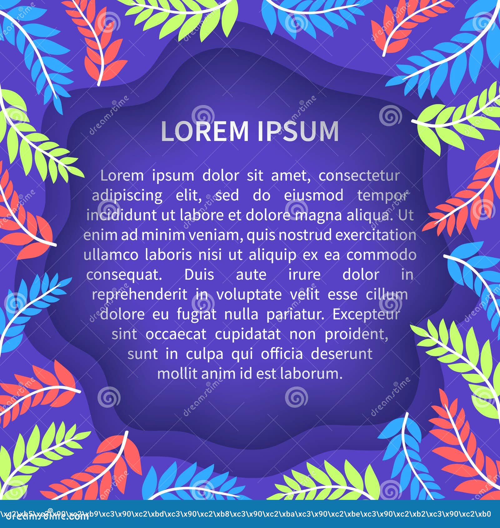 Lorem Ipsum Template. Artistic Background with Decorative Leaves Stock ...