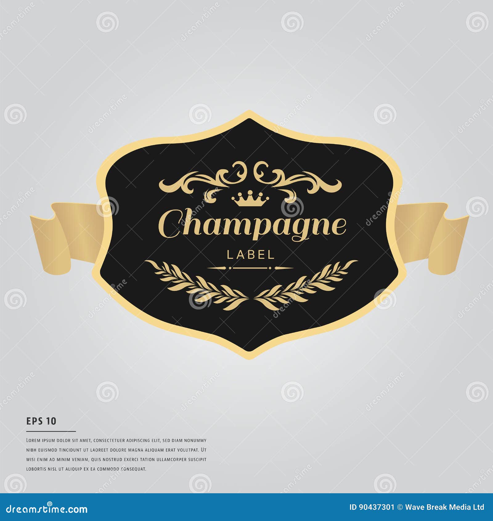 Lorem Ipsum Text With Champagne Bottle Label Stock Vector Illustration Of Icon Background