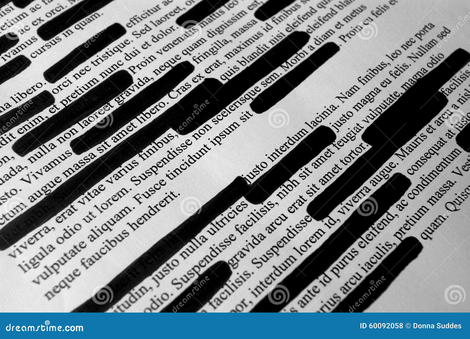 Lorem Ipsum Text that Has Been Redacted Stock Photo - Image of white ...