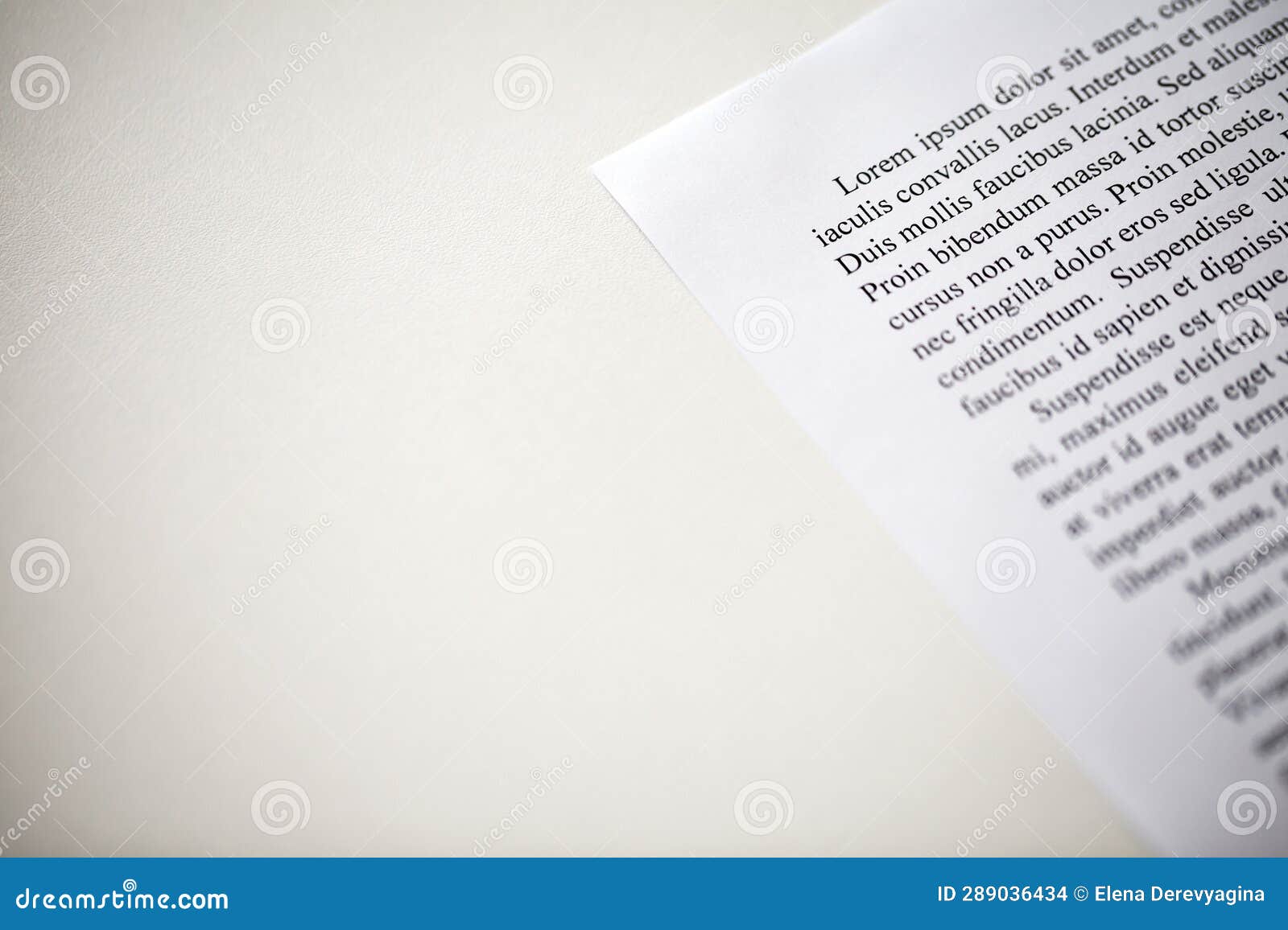 Lorem Ipsum Text on Printed on Paper Top Paragraph, Sample of Document ...
