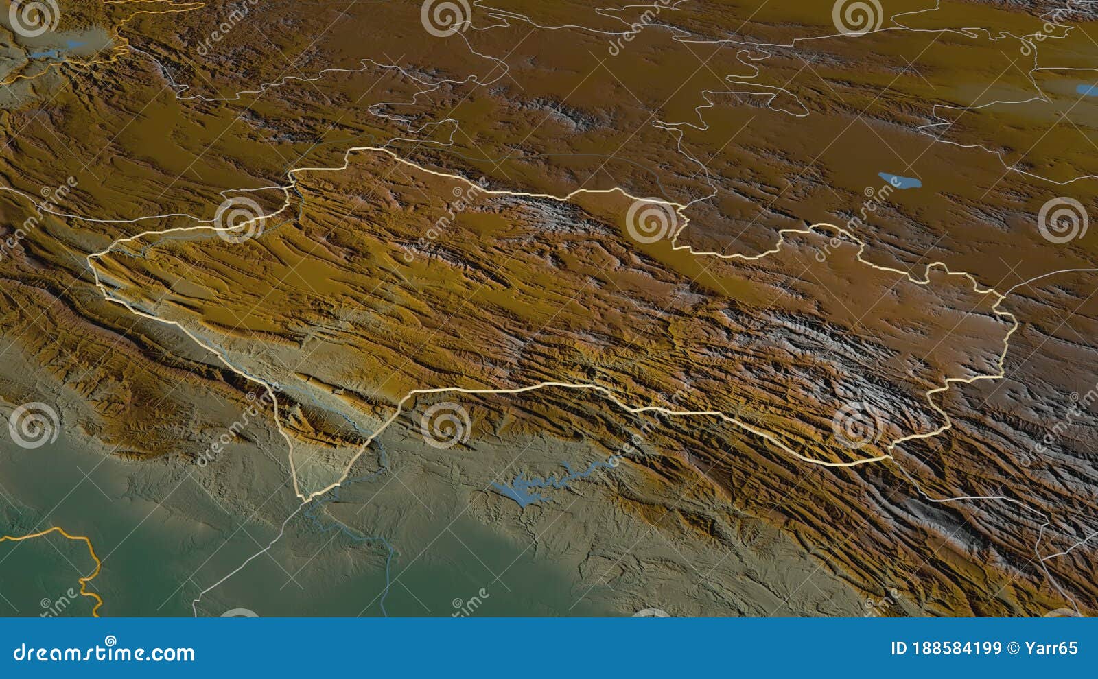 Lorestan, Iran - Outlined. Relief Stock Illustration - Illustration of ...