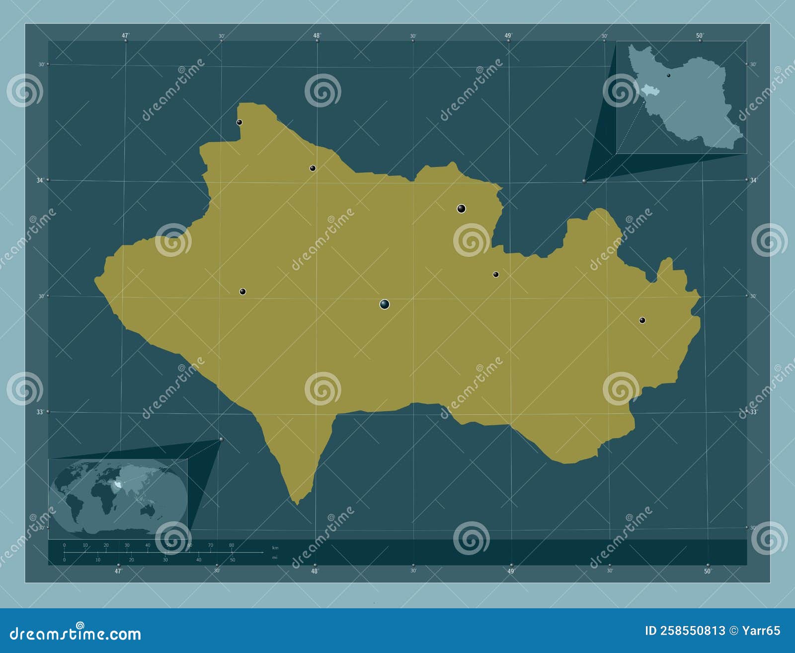 Lorestan, Iran. Solid. Major Cities Stock Illustration - Illustration ...
