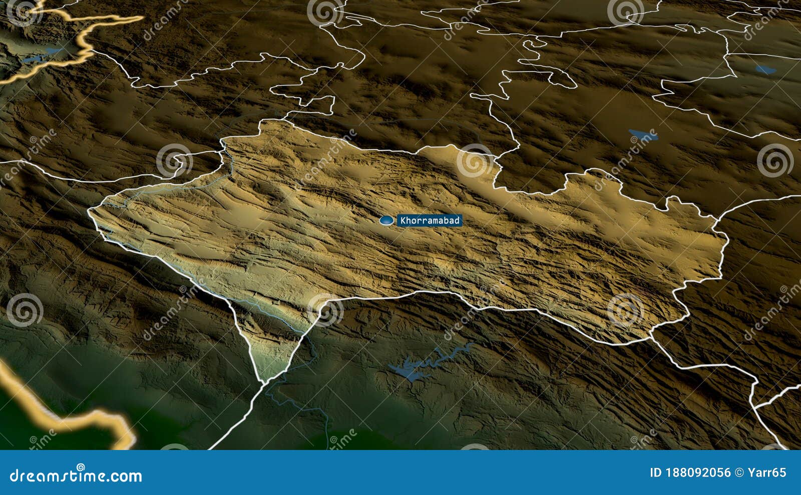 Lorestan, Iran - Highlighted with Capital. Physical Stock Illustration ...