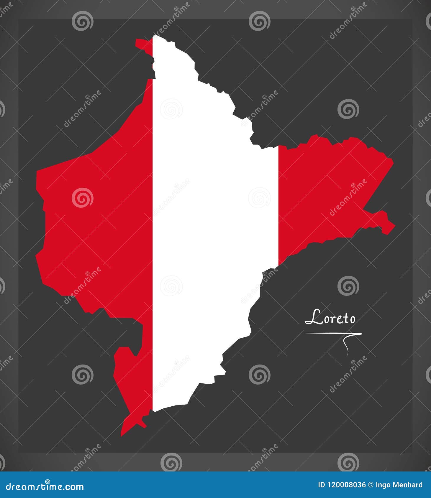 Loreto Map with Peruvian National Flag Illustration Stock Vector ...