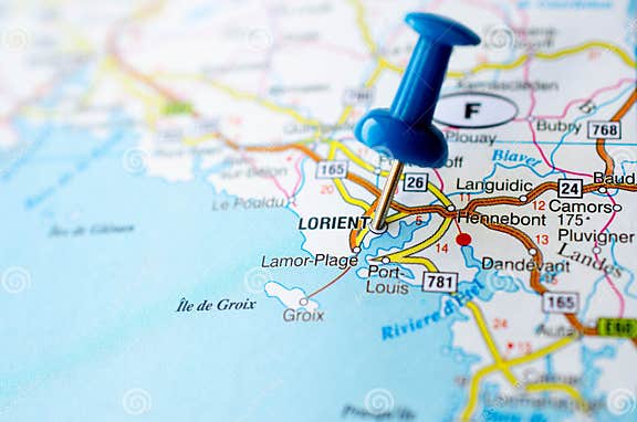 Lorient no mapa foto de stock. Imagem de mapa, cartografia - 122917686