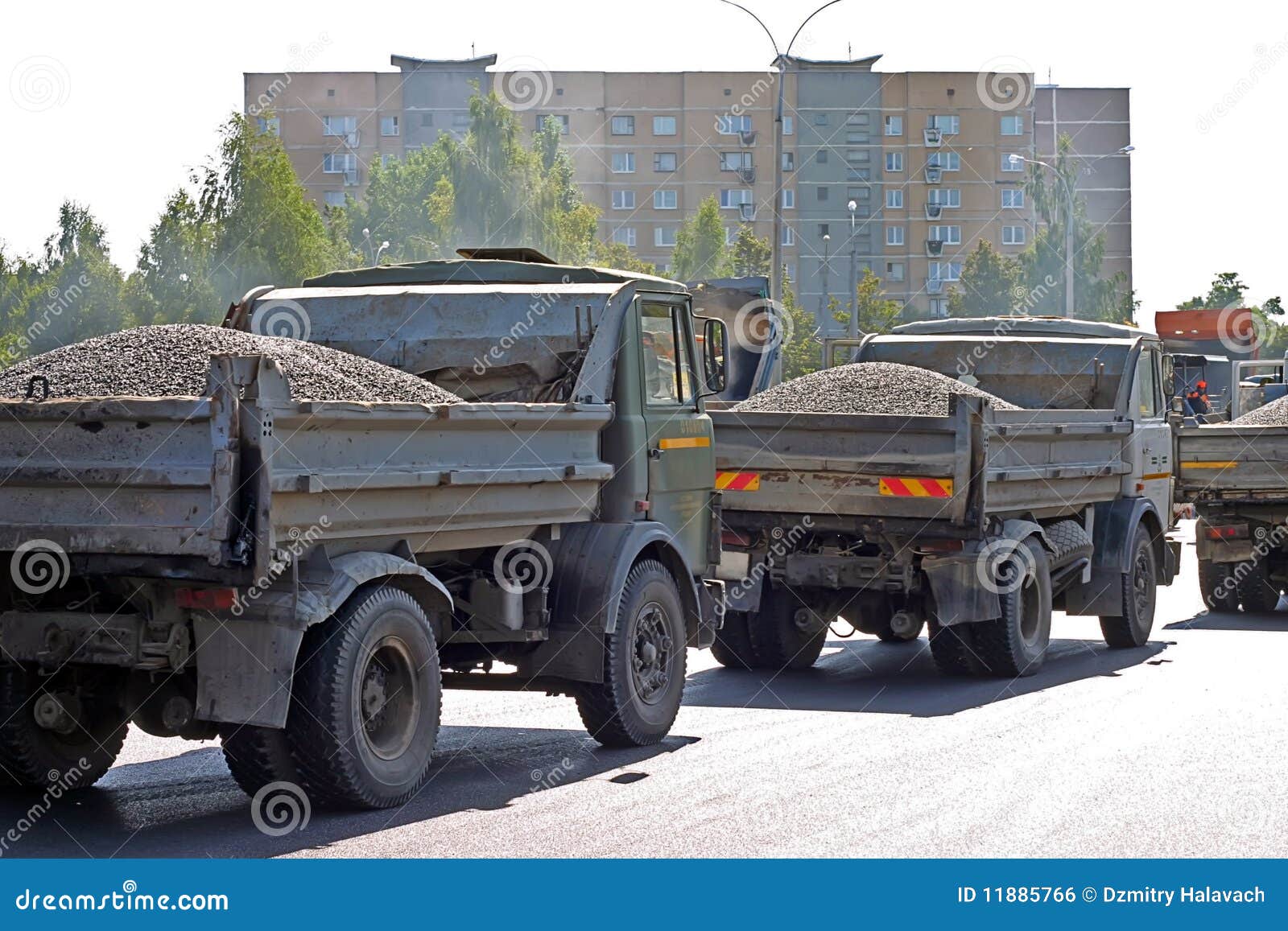 Lorries Loaded by Hot Asphalt Stock Photo - Image of house, road: 11885766