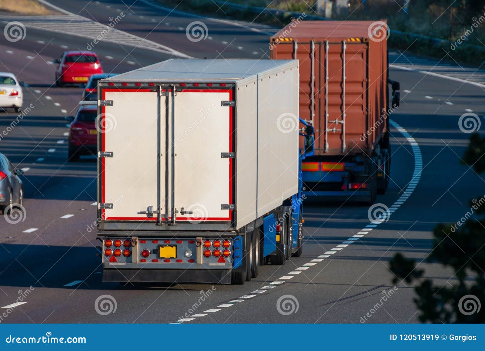 Lorries in Motion on the Motorway Stock Image - Image of transport ...