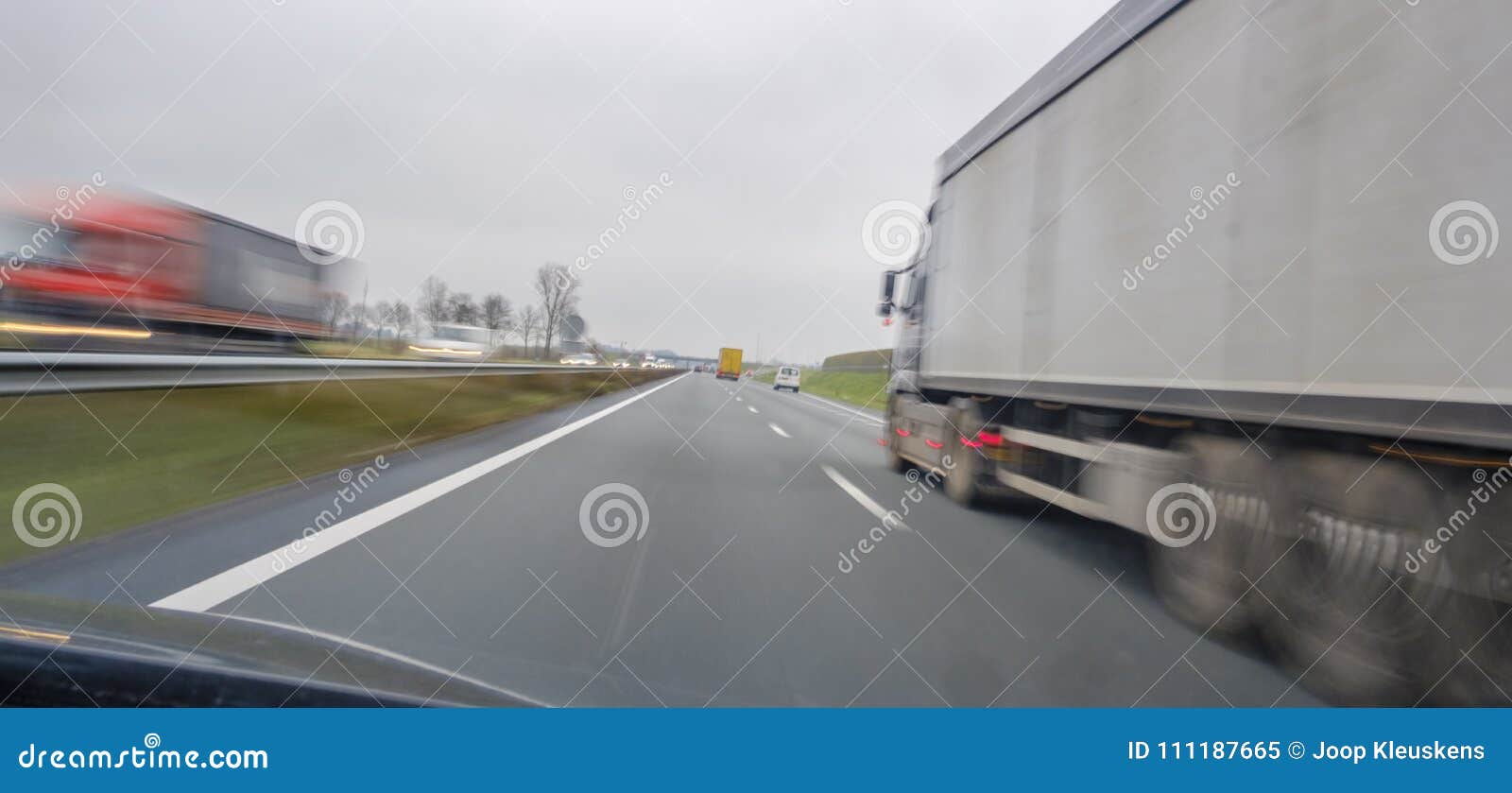 Overtake Trucks at High Speed on the Motorway Stock Image - Image of ...