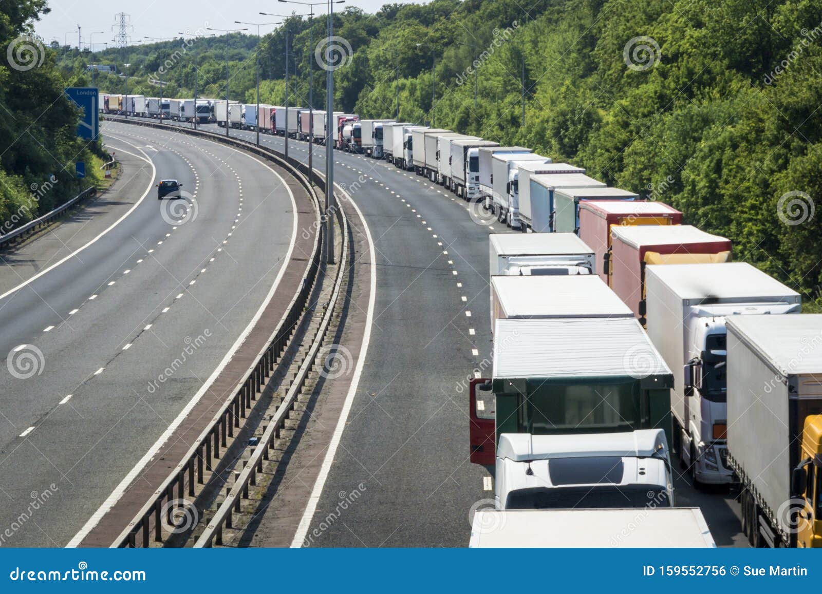 Lorries Parked on the M20 Motorway in Operation Stack Stock Photo ...