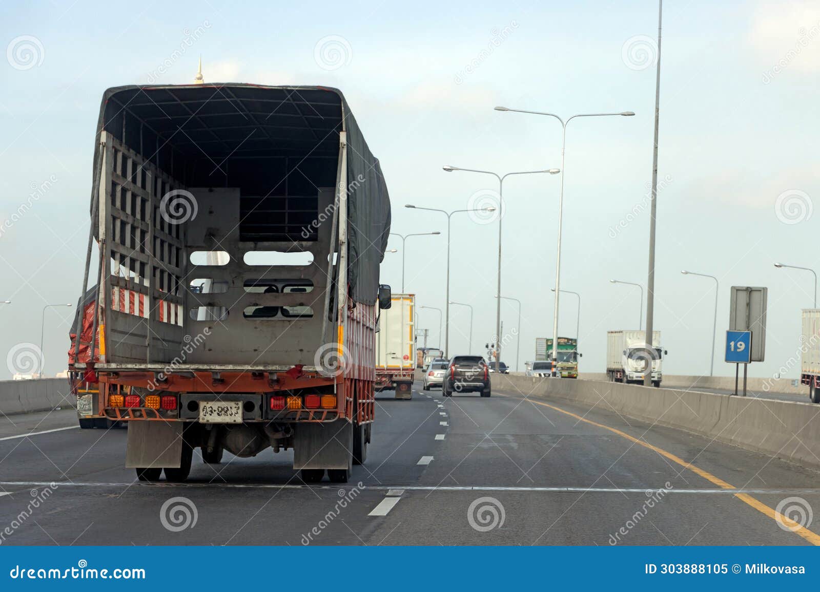 A Lorry with Empty Load Space Ride on the Highway Stock Image - Image ...