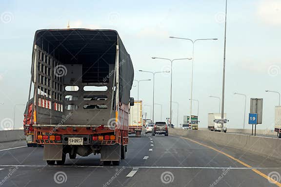 A Lorry with Empty Load Space Ride on the Highway Stock Image - Image ...