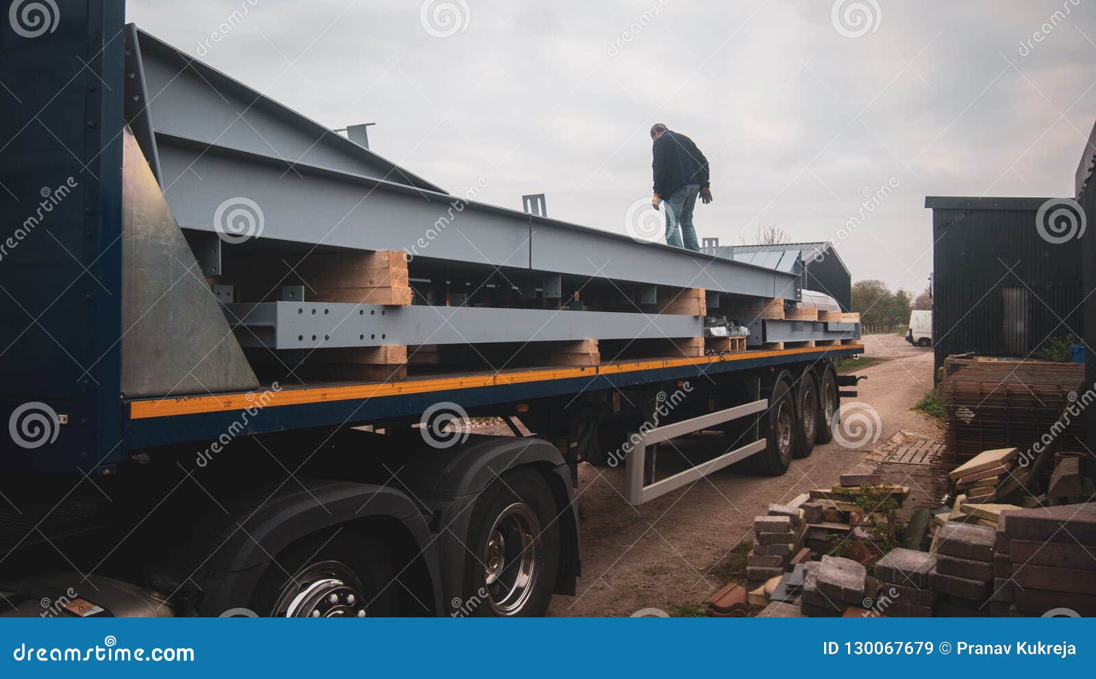 Lorry with Heavy Construction Load. Editorial Stock Image - Image of ...