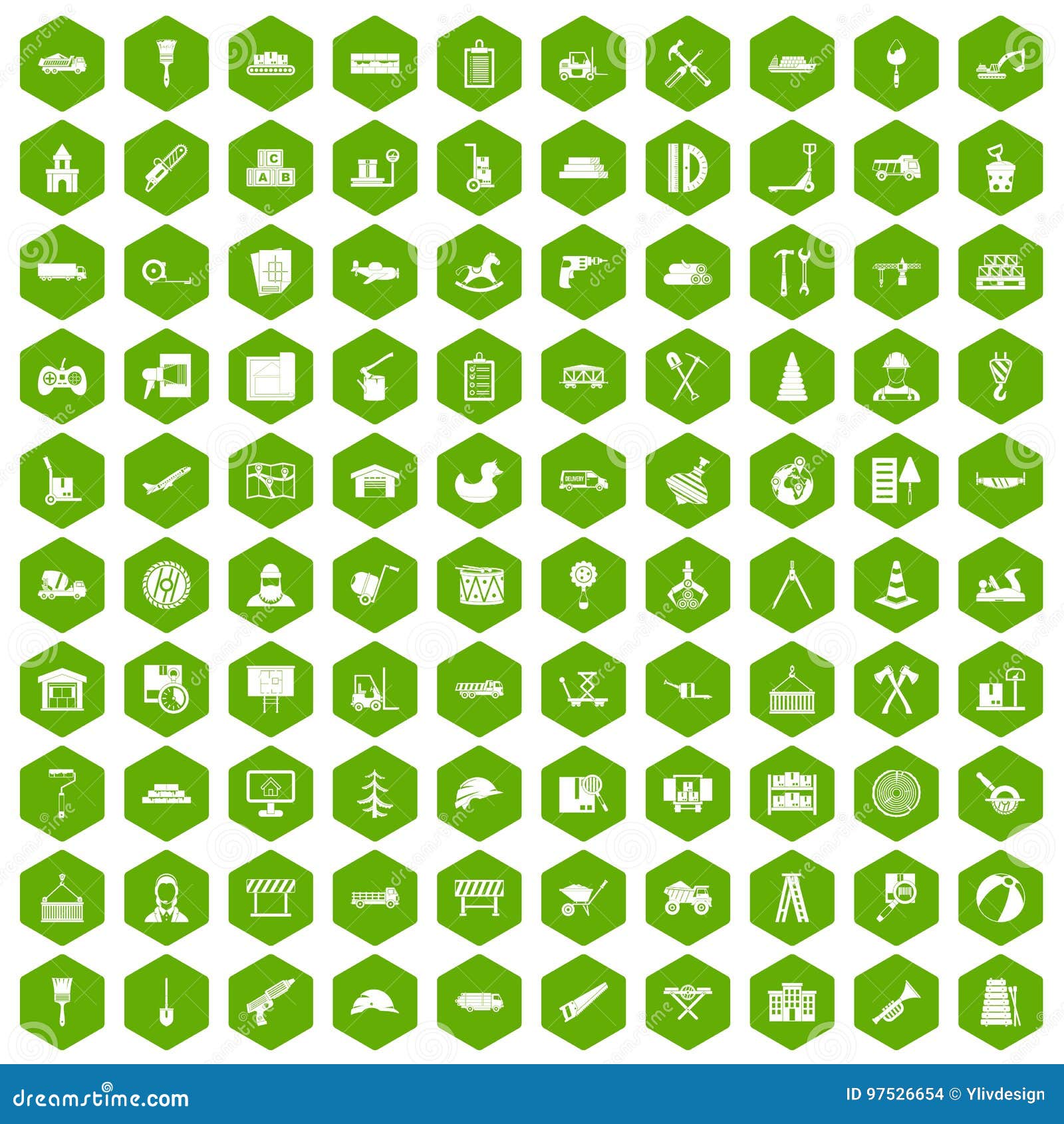 100 Lorry Icons Hexagon Green Stock Vector - Illustration of airplane ...
