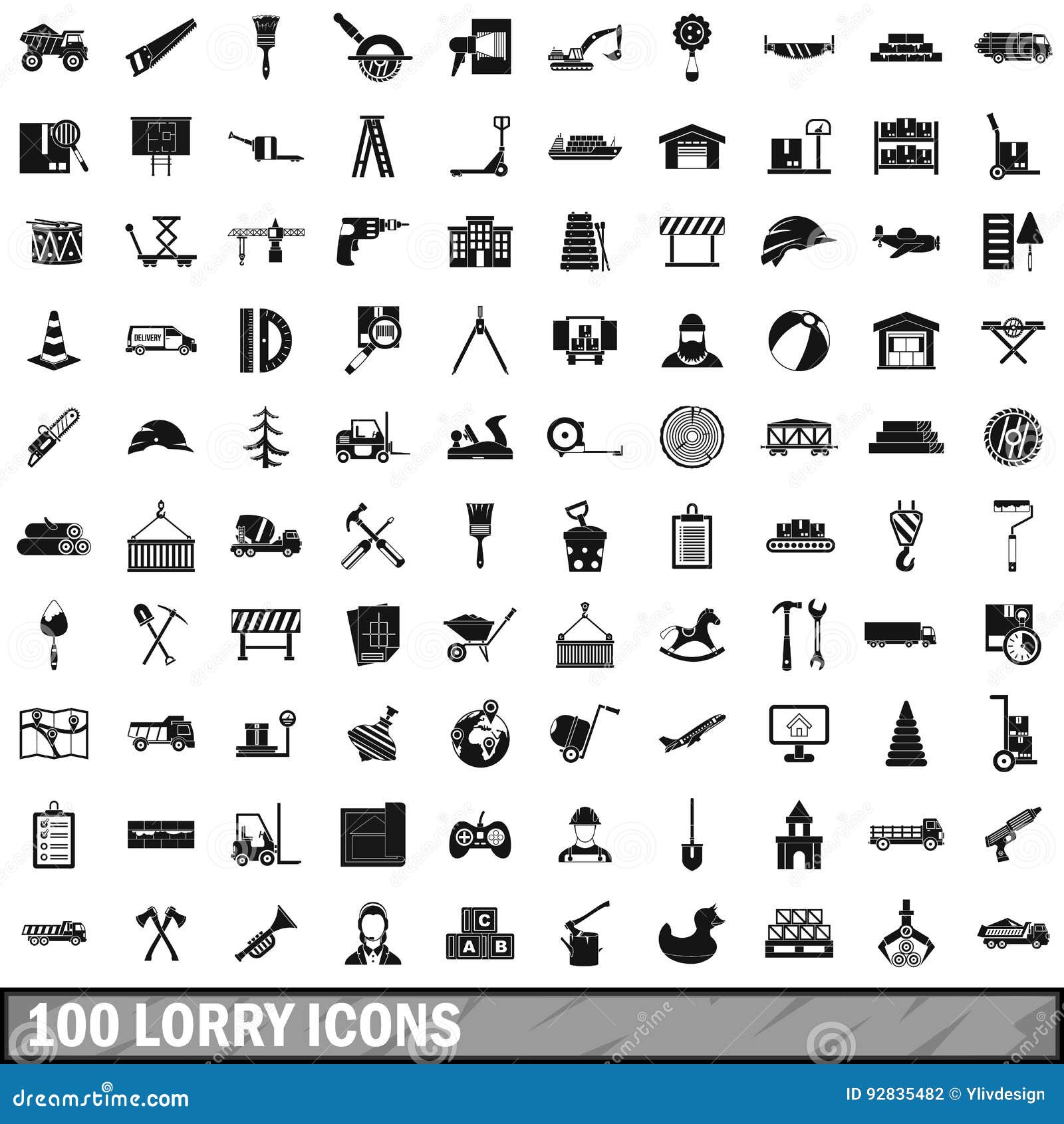 100 Lorry Icons Set, Simple Style Stock Vector - Illustration of ...