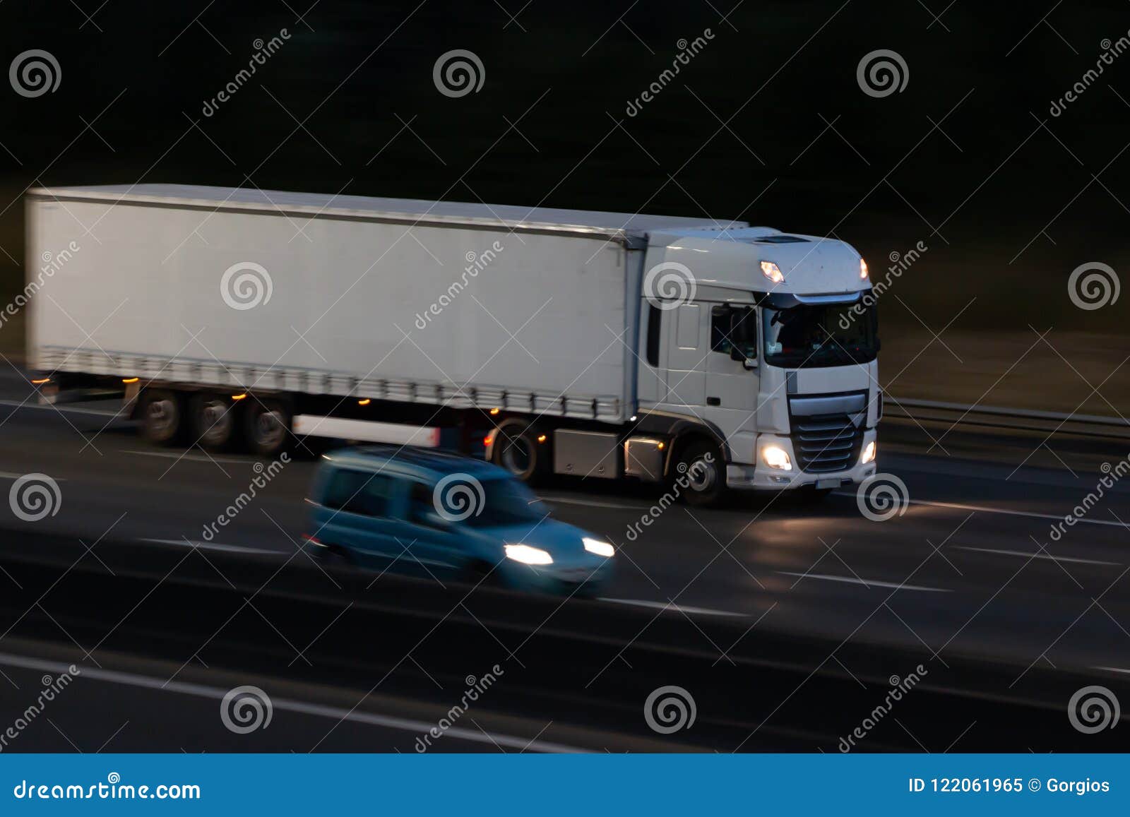 Lorry on the Motorway at Night Stock Image - Image of motorway, speed ...