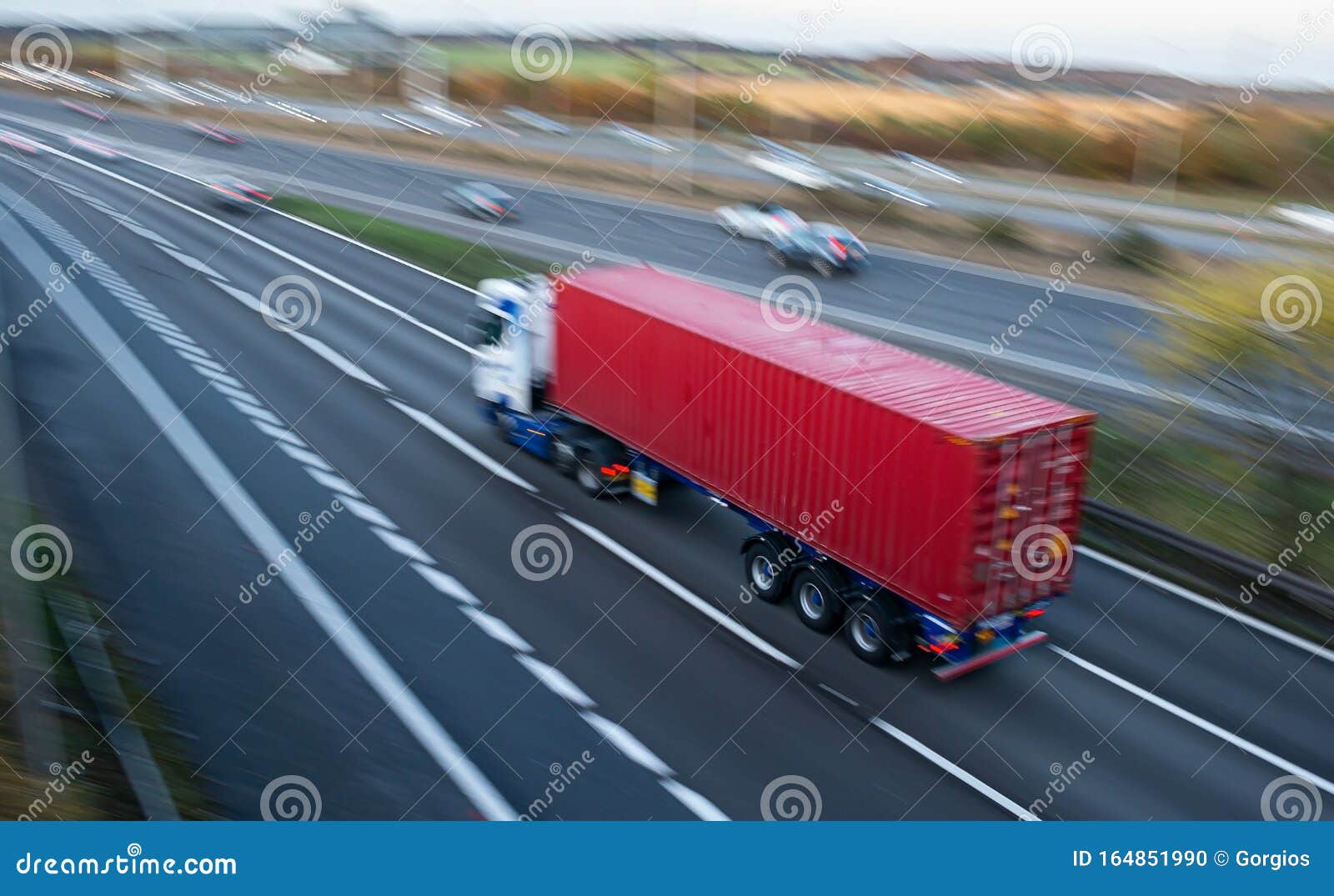 Lorry with Shipping Container on the Road Stock Photo - Image of port ...
