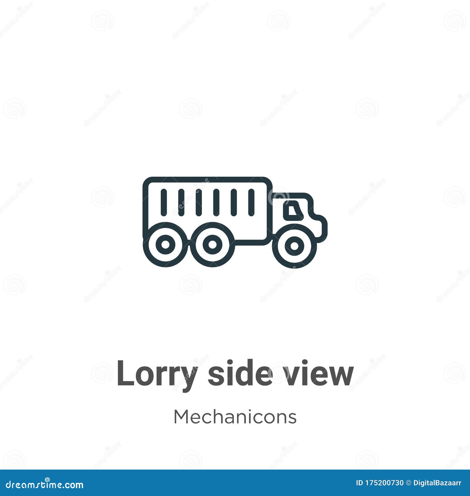 Lorry Side View Outline Vector Icon. Thin Line Black Lorry Side View ...