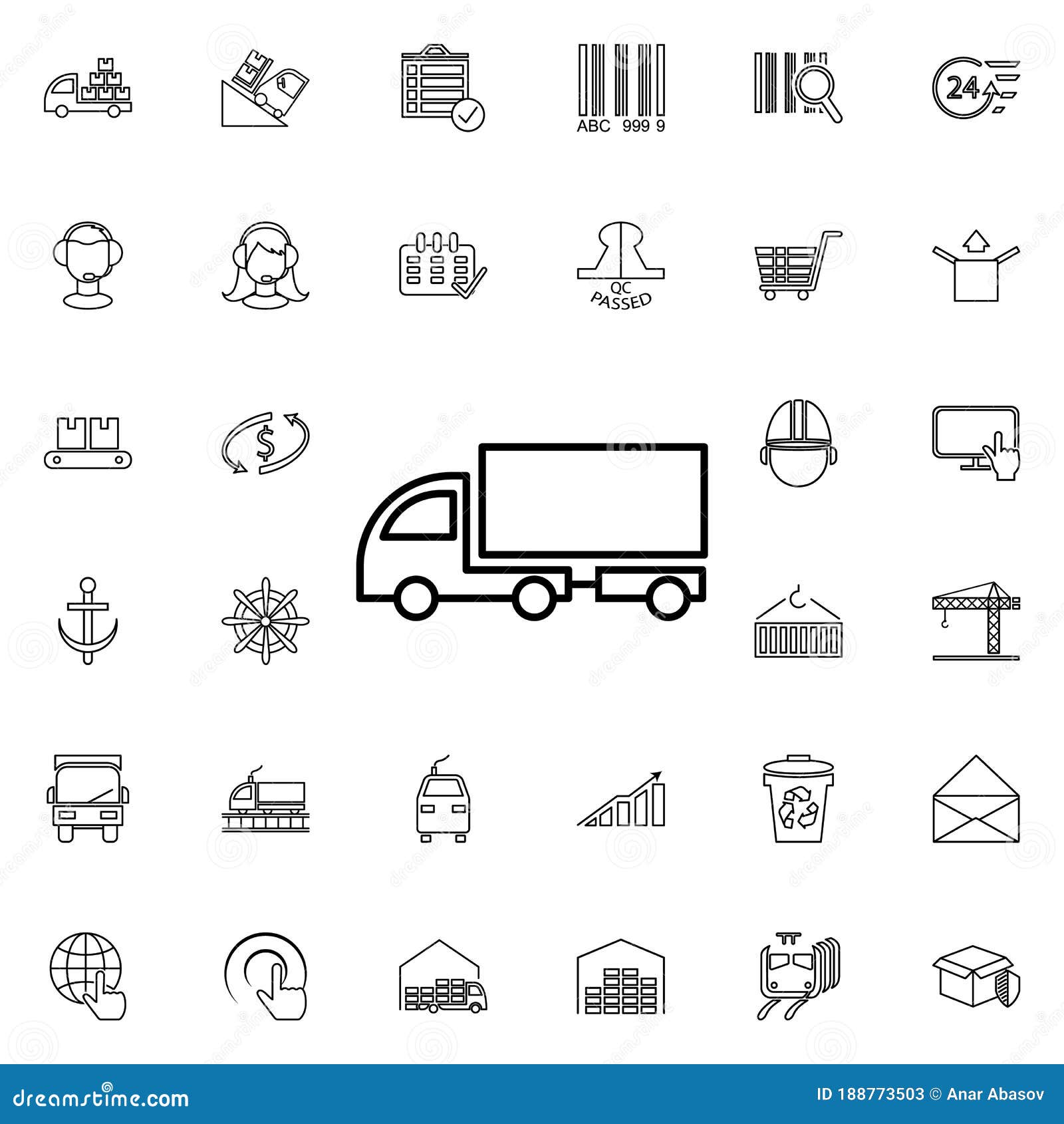 Lorry with a Trailer Icon. Universal Set of Cargo Logistic for Website ...
