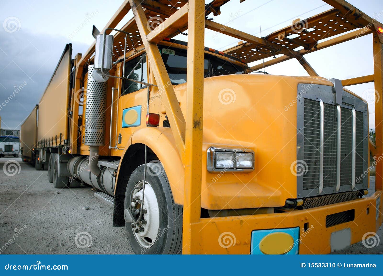 Lorry in yellow color stock photo. Image of messenger - 15583310