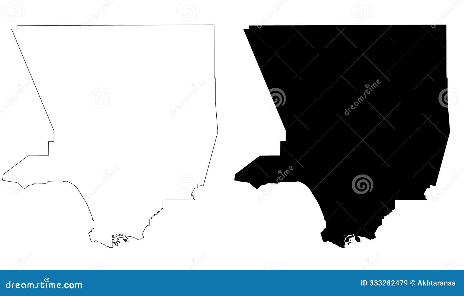Los Angeles Administrative Map, Los Angeles Outline and Regions County ...