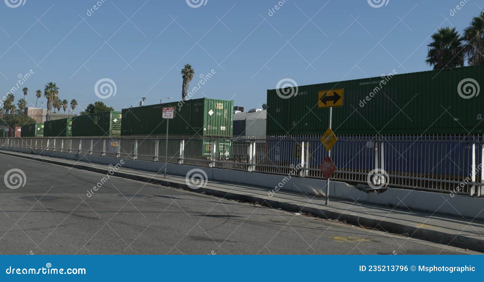 Freight Train As it Pulls into the Train Yard in Downtown Los Angeles ...