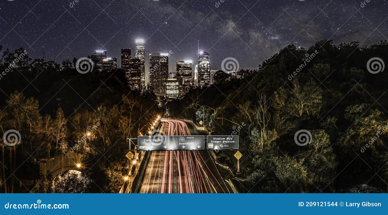 Los Angeles California at Night Stock Photo - Image of panorama ...