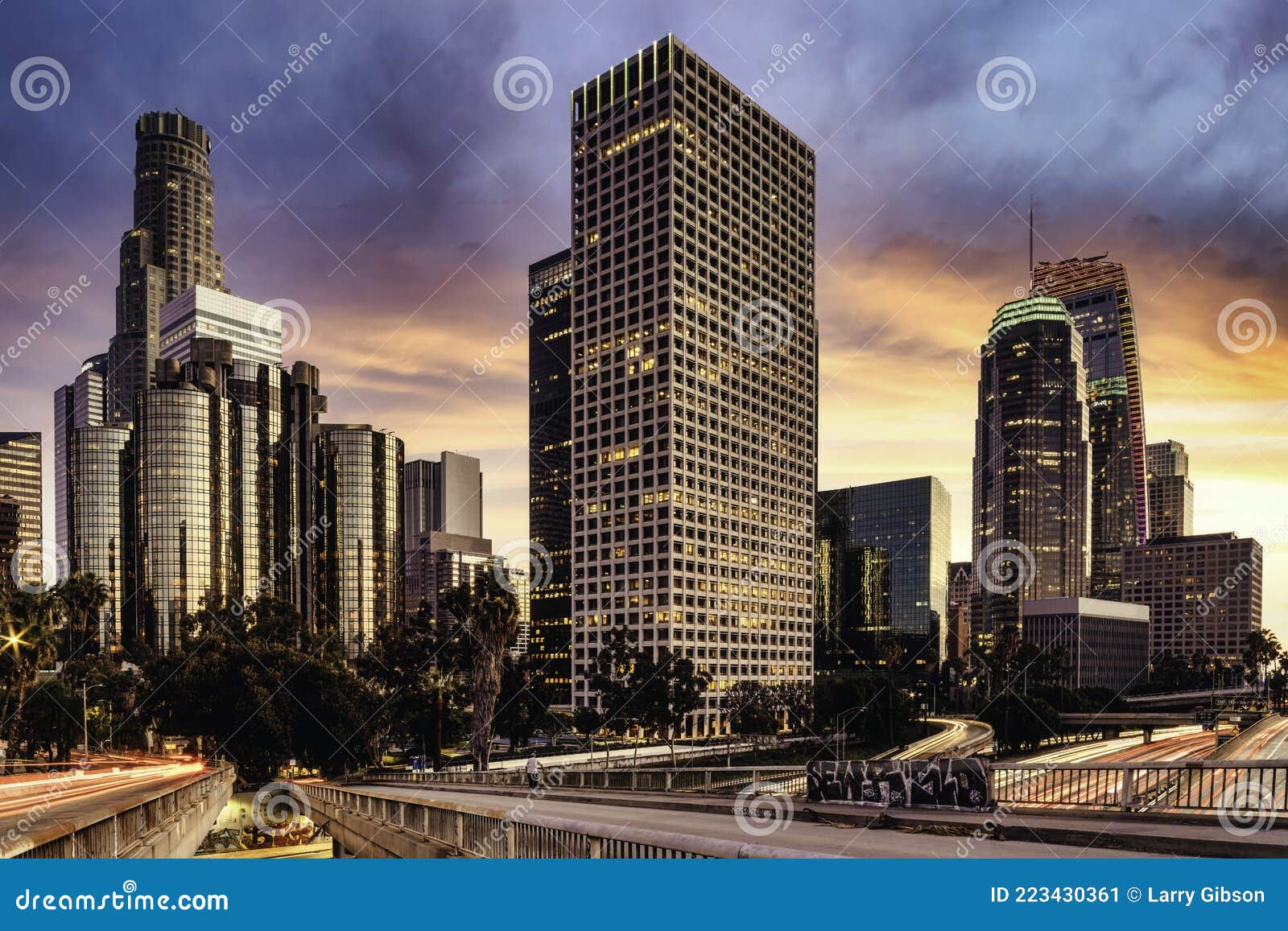 Los Angeles California Skyline Stock Image - Image of expressway ...